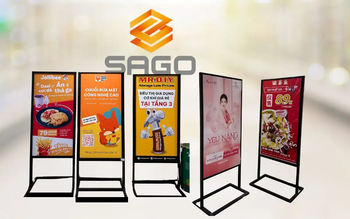 standee khung sắt, standee ngoài trời năm 2025 - Sago Print
